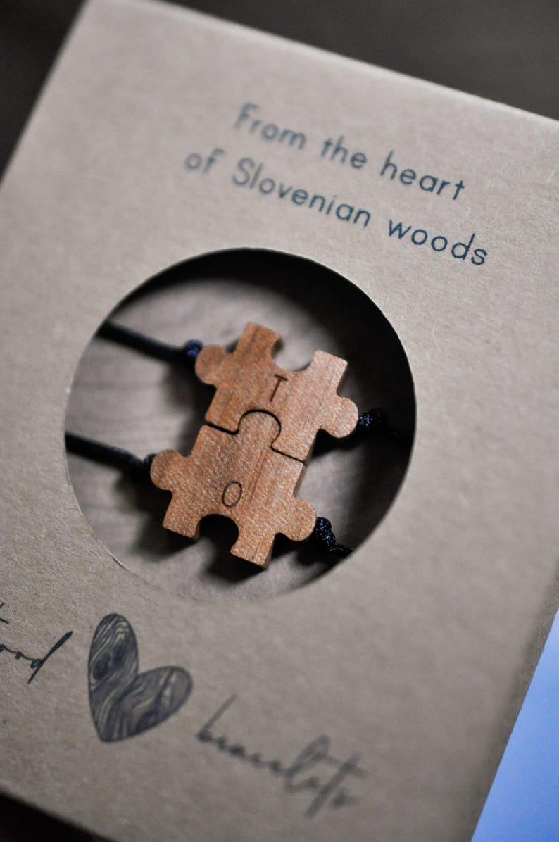 Personalized Wooden Puzzle Bracelets | Matching Couple Jewelry Set - Etsy