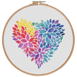 MORE for FREE - Love Heart Colors - Counted Cross Stitch Pattern Pdf ...
