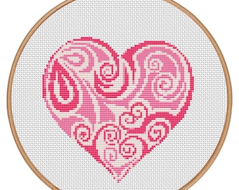 MORE for FREE - Heart Love - Counted Cross Stitch Pattern Pdf-instant ...