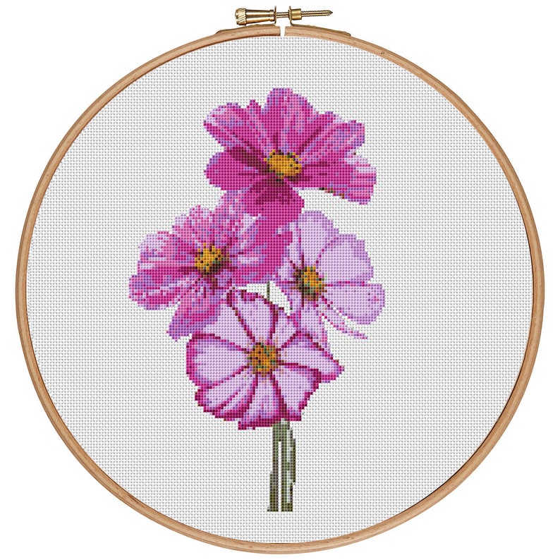 MORE for FREE - Cosmos Purple - Counted Cross Stitch Pattern PDF ...