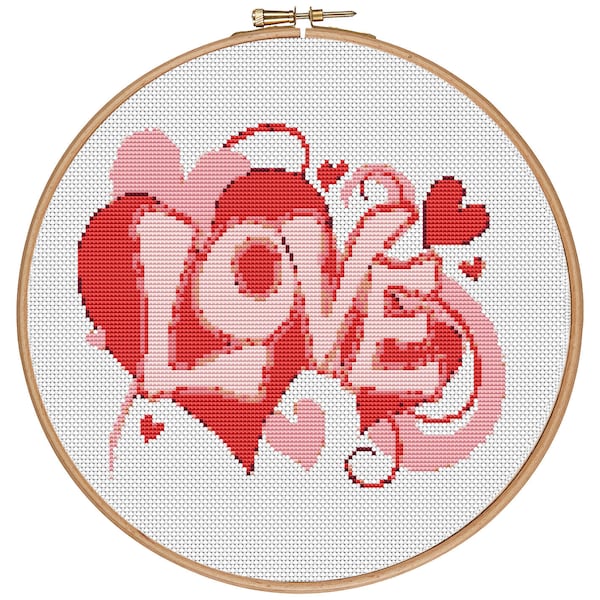 MORE for FREE Love Tree Red Counted Cross Stitch Pattern Pdf-instant ...