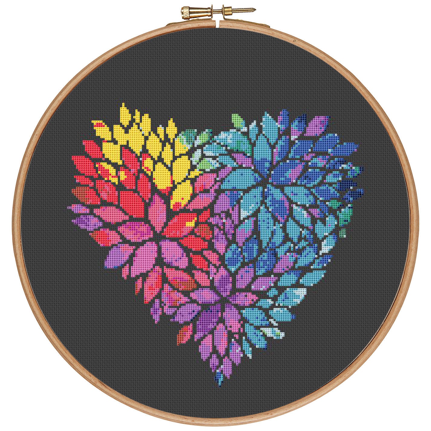 MORE for FREE Love Heart Colors Counted Cross Stitch Pattern Pdf ...