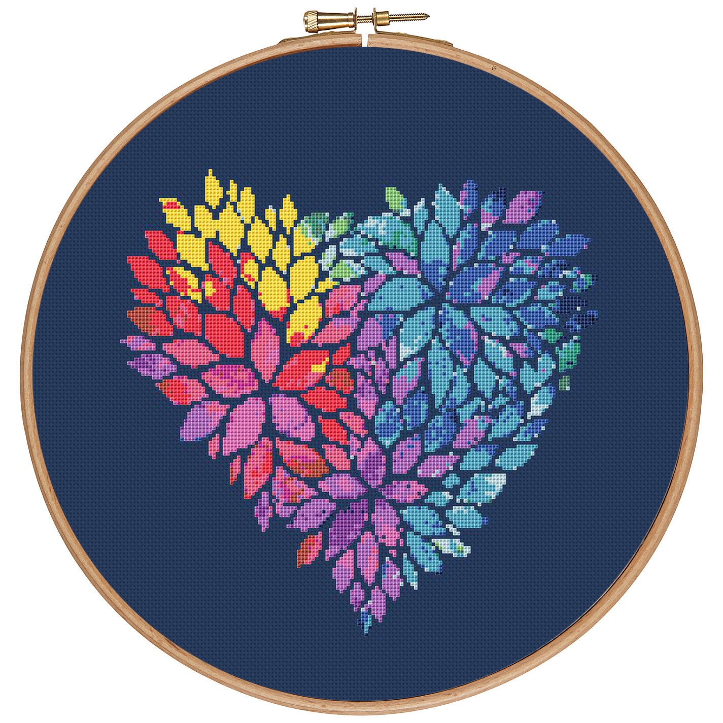 MORE for FREE Love Heart Colors Counted Cross Stitch Pattern Pdf ...