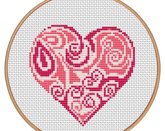 MORE for FREE - Heart Love - Counted Cross Stitch Pattern Pdf-instant ...