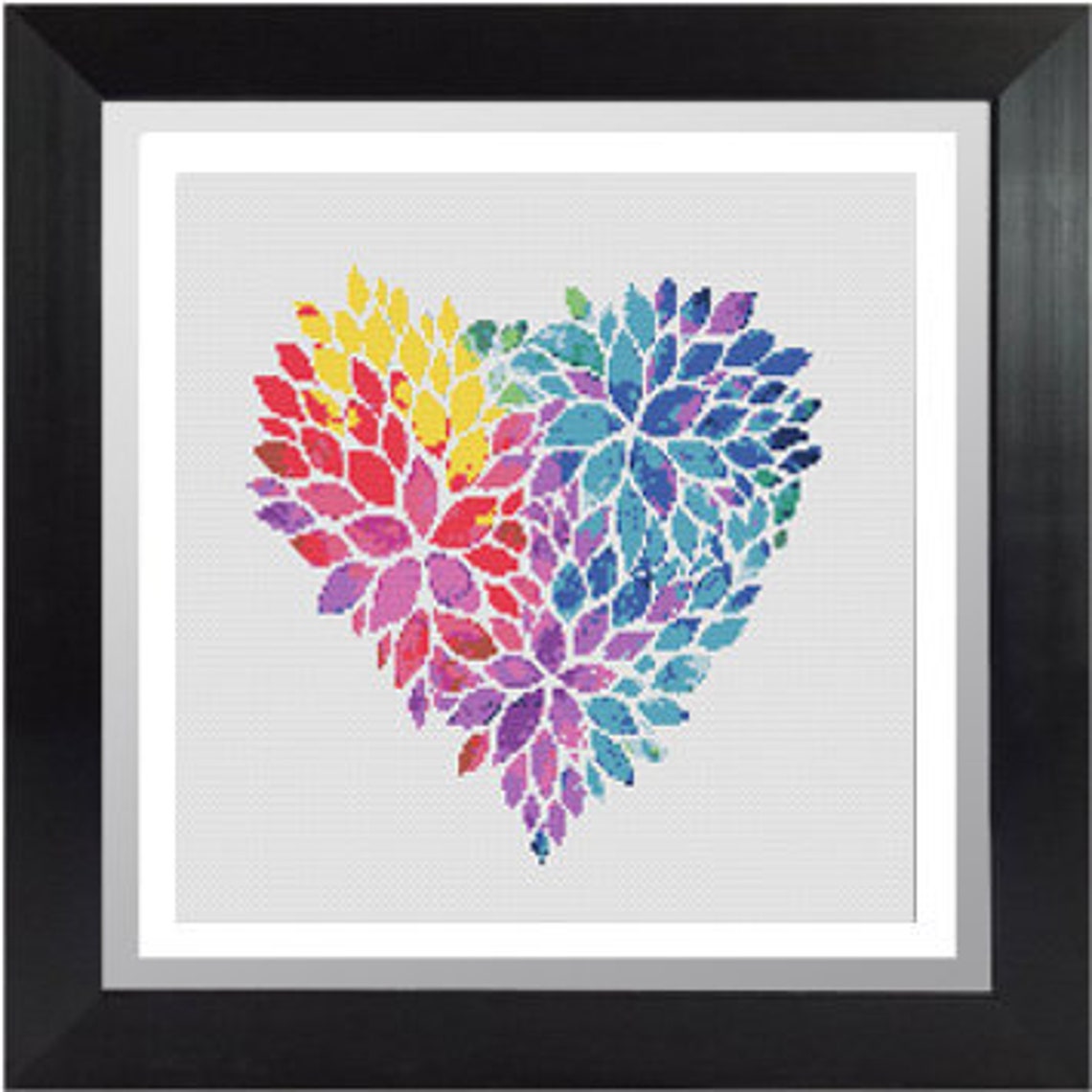 MORE for FREE Love Heart Colors Counted Cross Stitch Pattern Pdf ...