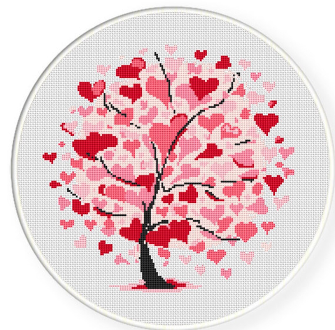 MORE for FREE - Love Tree Red - Counted Cross Stitch Pattern Pdf ...