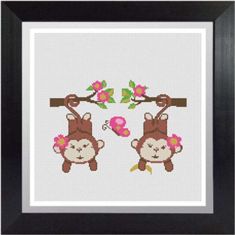 MORE for FREE - Happy Monkeys - Counted Cross Stitch Pattern Pdf ...