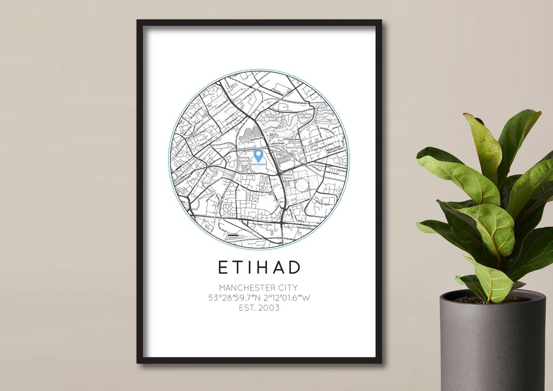 Manchester City FC Print | Etihad Stadium | MCFC Blue | English Premier ...