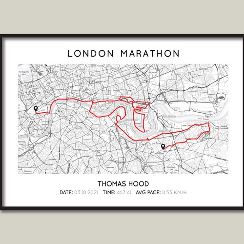 London Marathon Route Map Art Print personalisation Included - Etsy