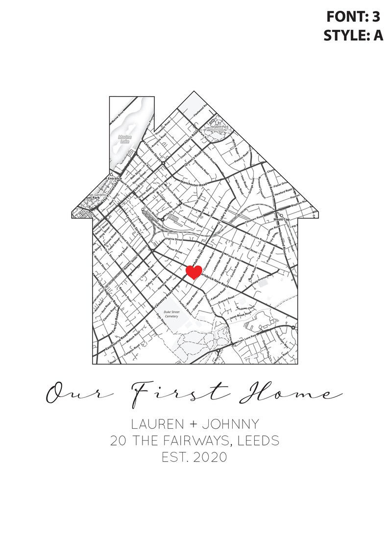 Personalised Digital Our First Home Map Print Worldwide | Etsy