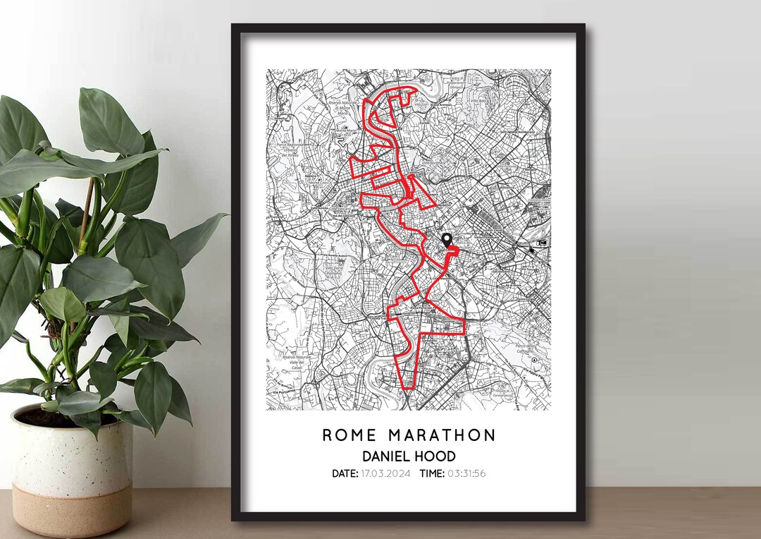 Personalised Rome Marathon Print | Rome Marathon Gift Map | Rome ...