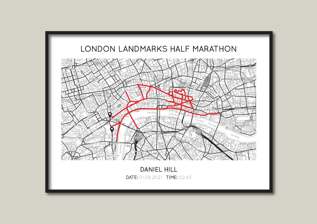 Personalised London Landmarks Half Marathon Print London Landmarks Gift ...