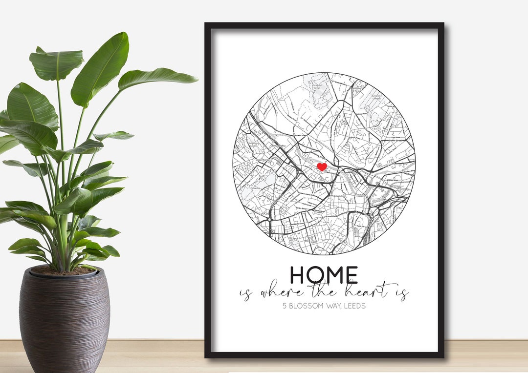 Personalised Home is Where the Heart is Map Print New Home House ...
