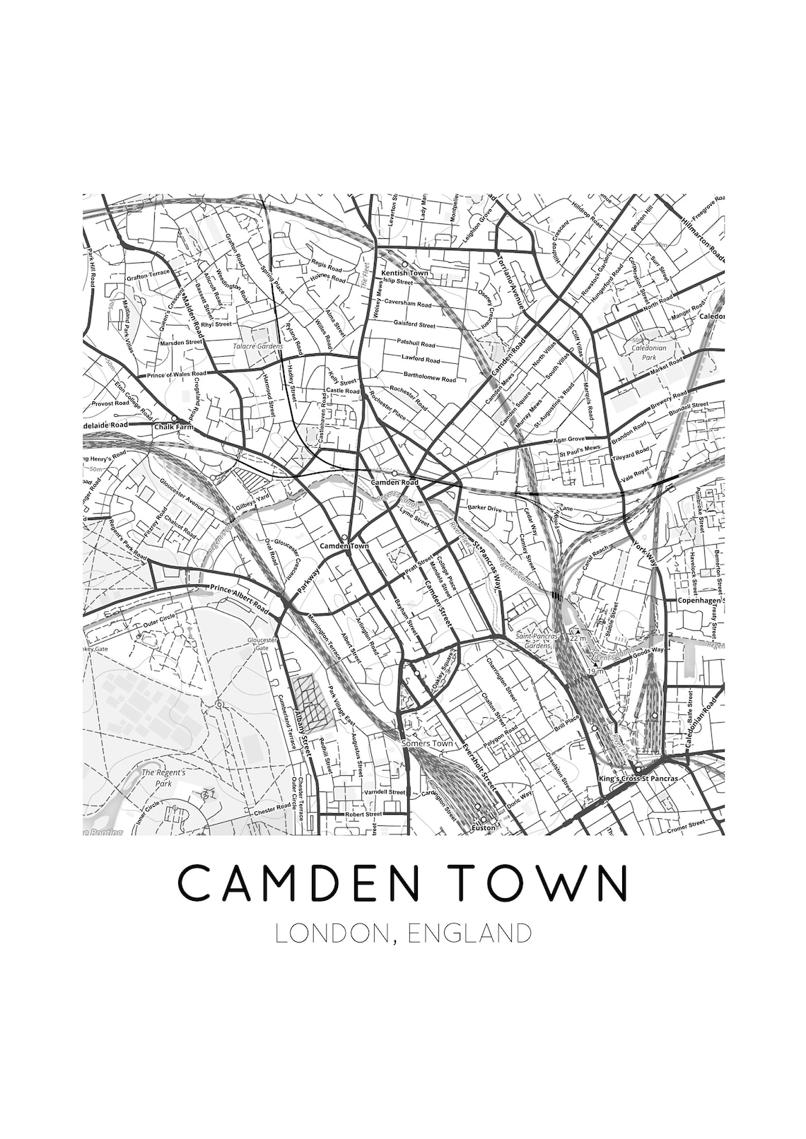 Camden Town Map London England City Map Home Town Map | Etsy Hong Kong