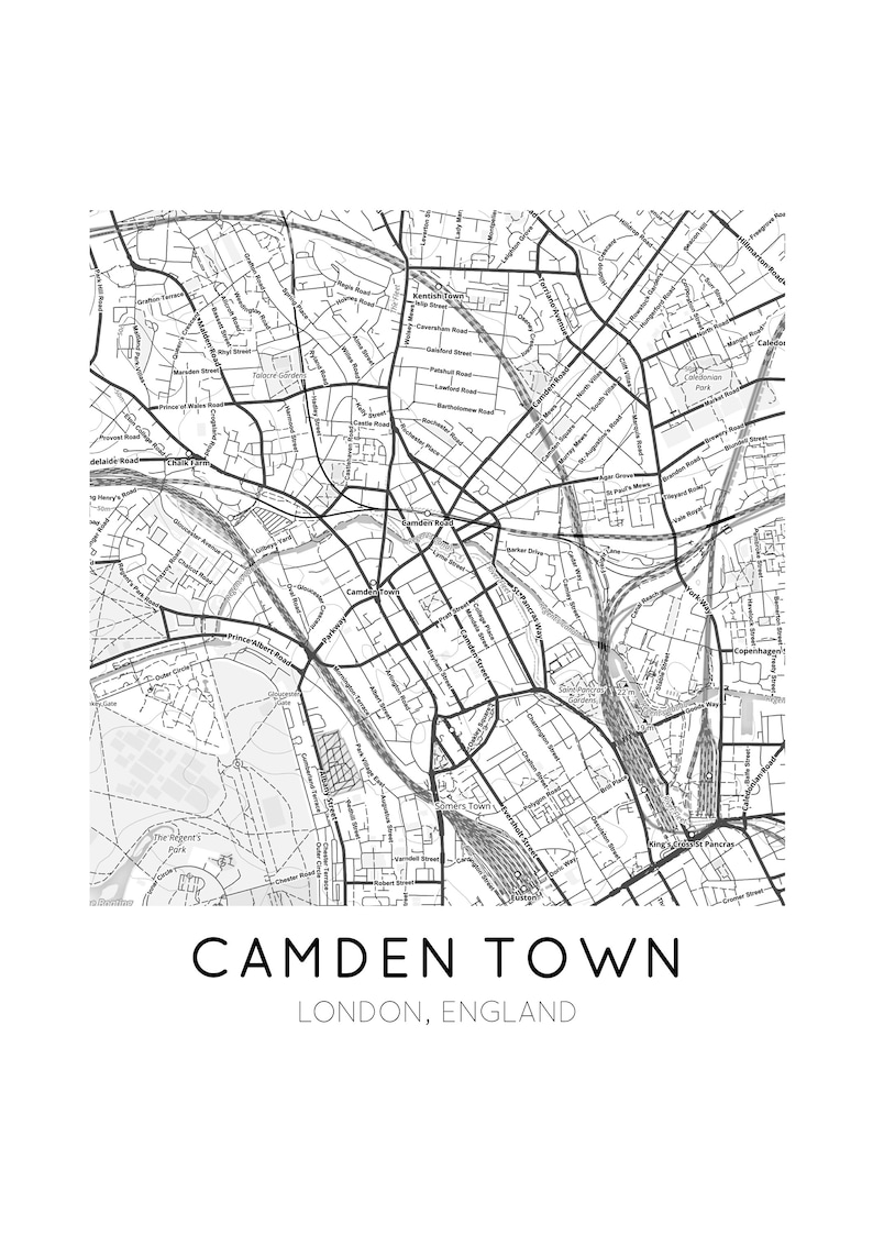 Camden Town Map London England City Map Home Town Map | Etsy Hong Kong