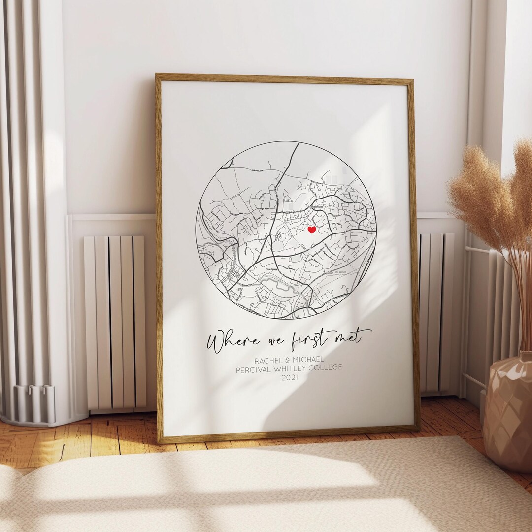 Personalised Where We First Met Map Print | Couple Print | Valentines ...