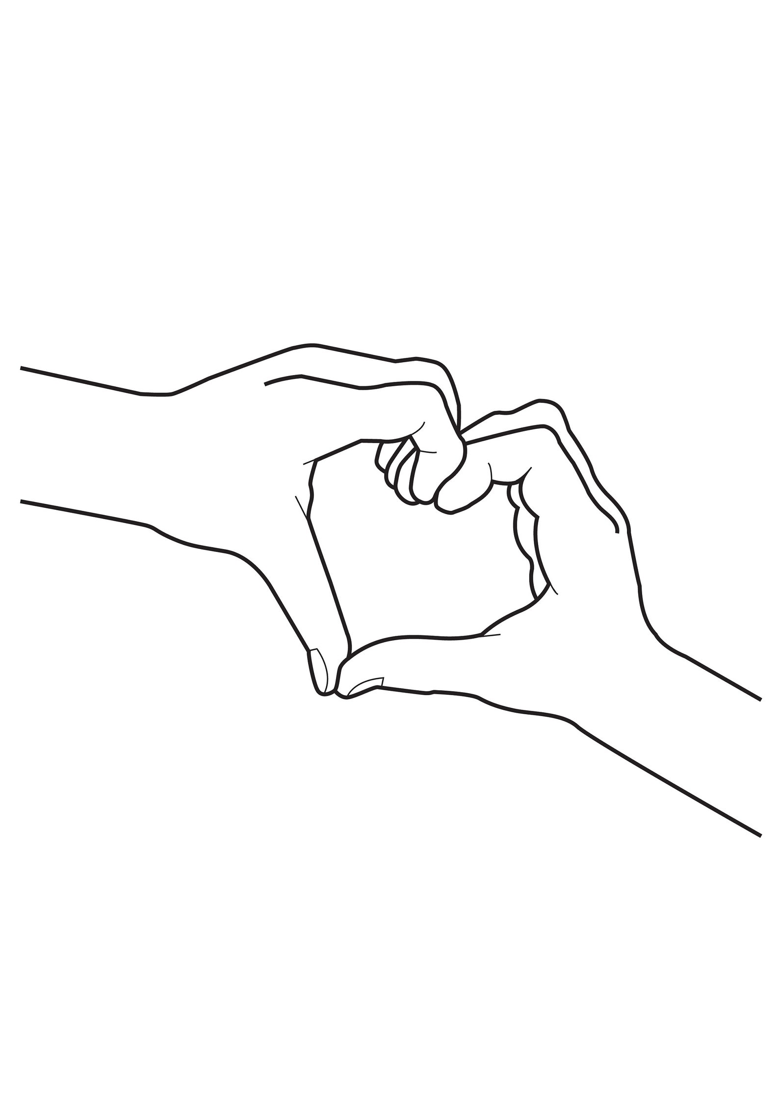 Love Heart Hands Print Line Drawing Personalised Minimalist Art Black ...