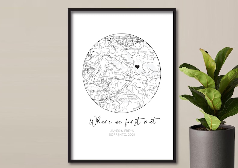 Personalised Where We First Met Map Print | Couple Print | Valentines ...