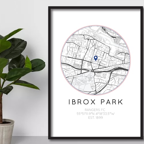 Glasgow Rangers Print: Ibrox Stadium Map - Etsy