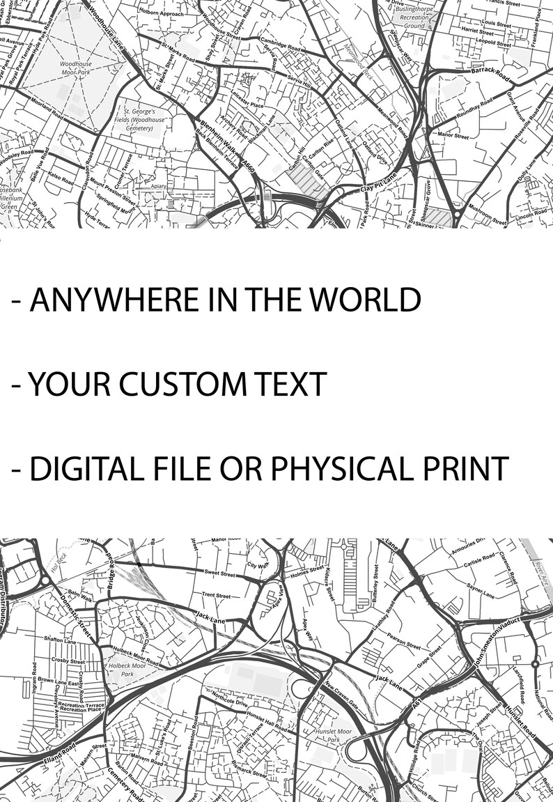 Preston Map UK Map City Map Present Home Town Map - Etsy UK