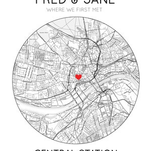 Personalised Where We First Met Map Print | Couple Print | Valentines ...
