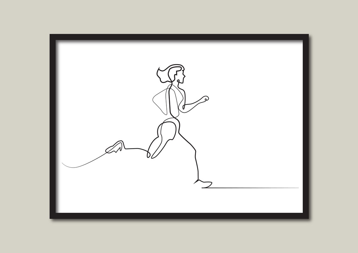 Abstract Runner Line Drawing One Line Illustration Hobby | Etsy