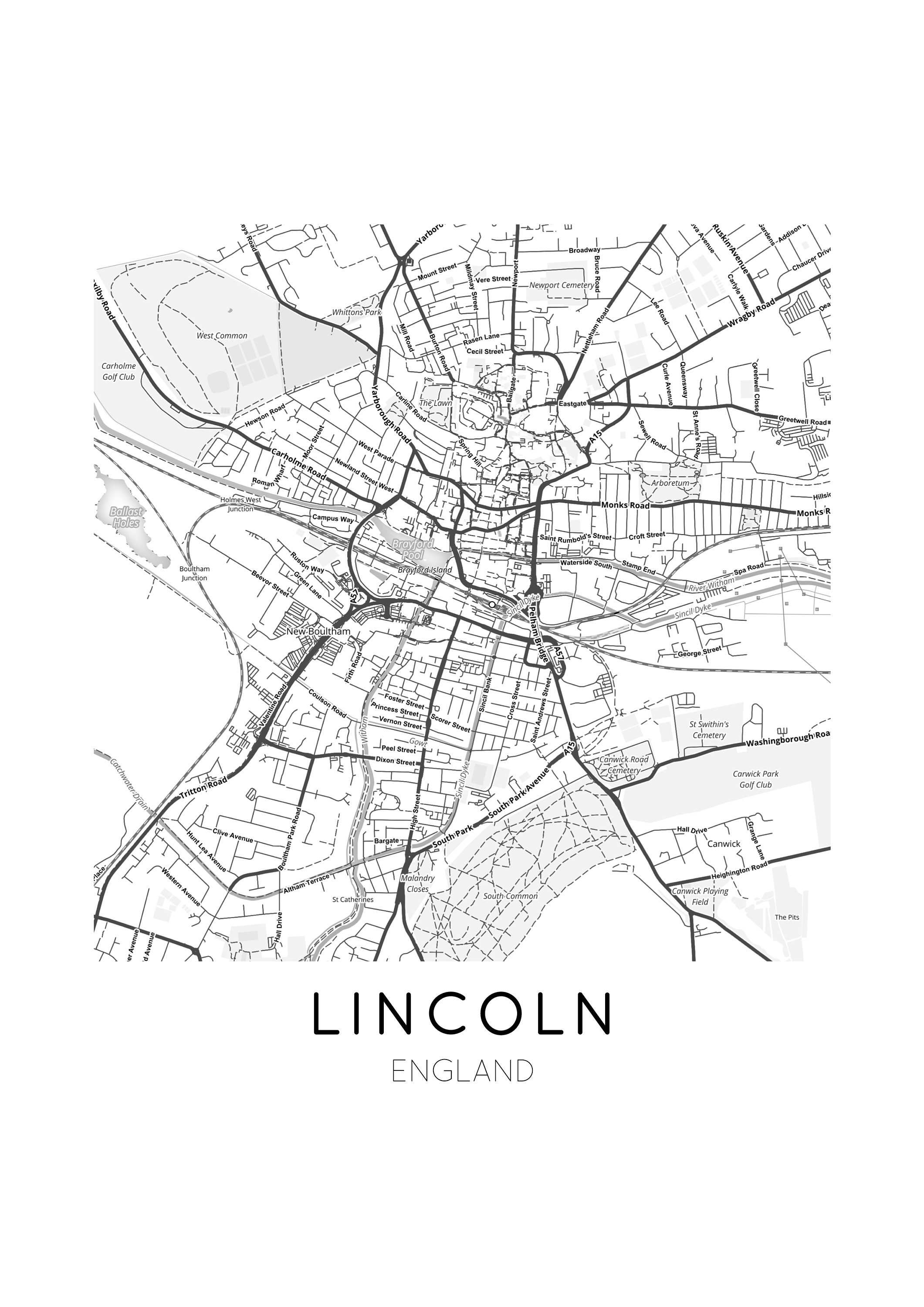 Lincoln Map UK Map City Map Present Home Town Map | Etsy