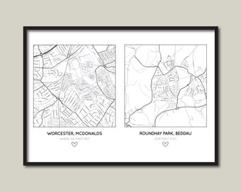 First Kiss Map Print - Etsy UK