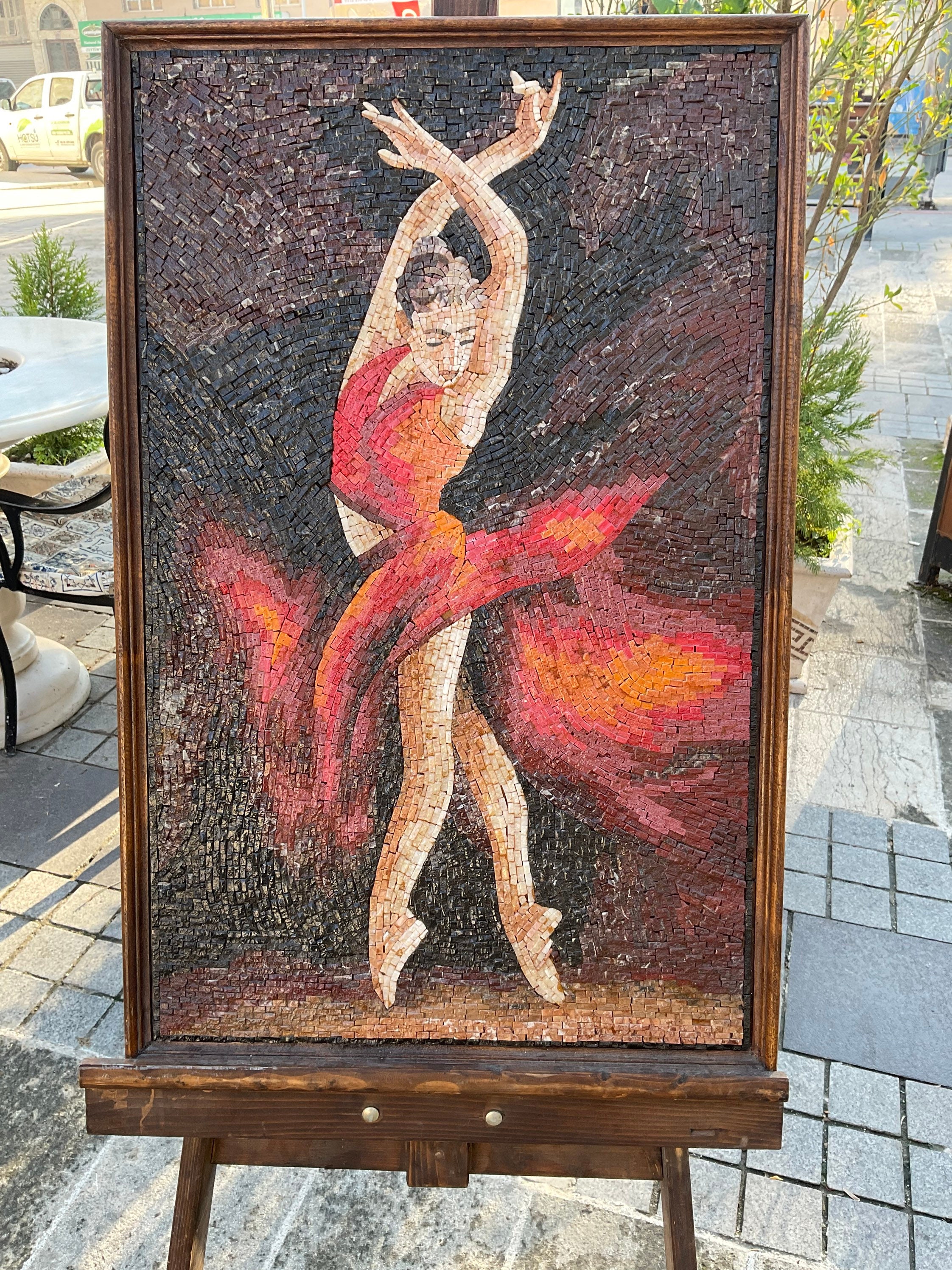 Handmade Mosaic Wall Art – Ballerina in Red Dress - Etsy