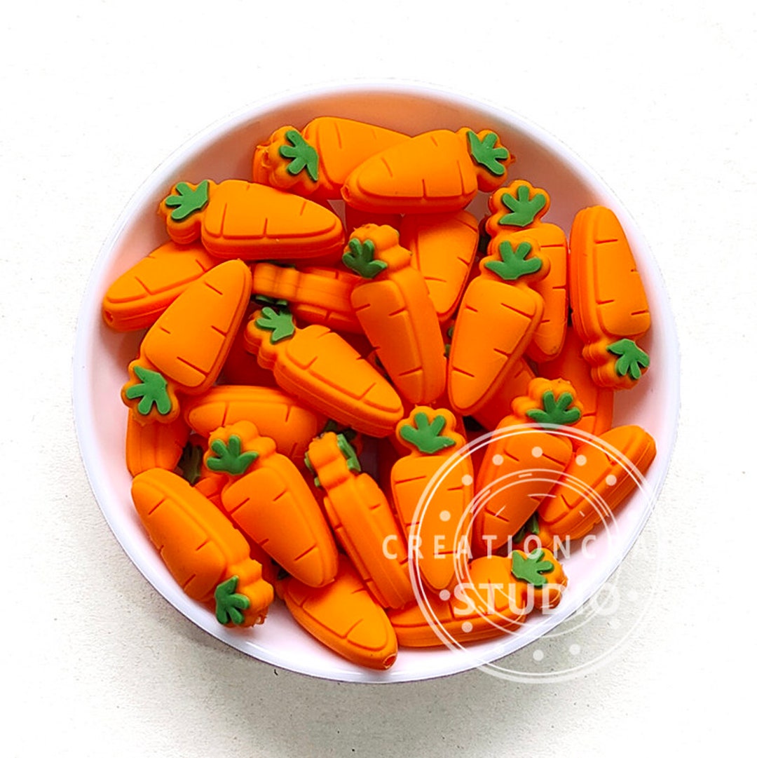 Carrot Focal Beads, 1-50pcs Silicone Beads Bulk, Carrot Shape Silicone ...