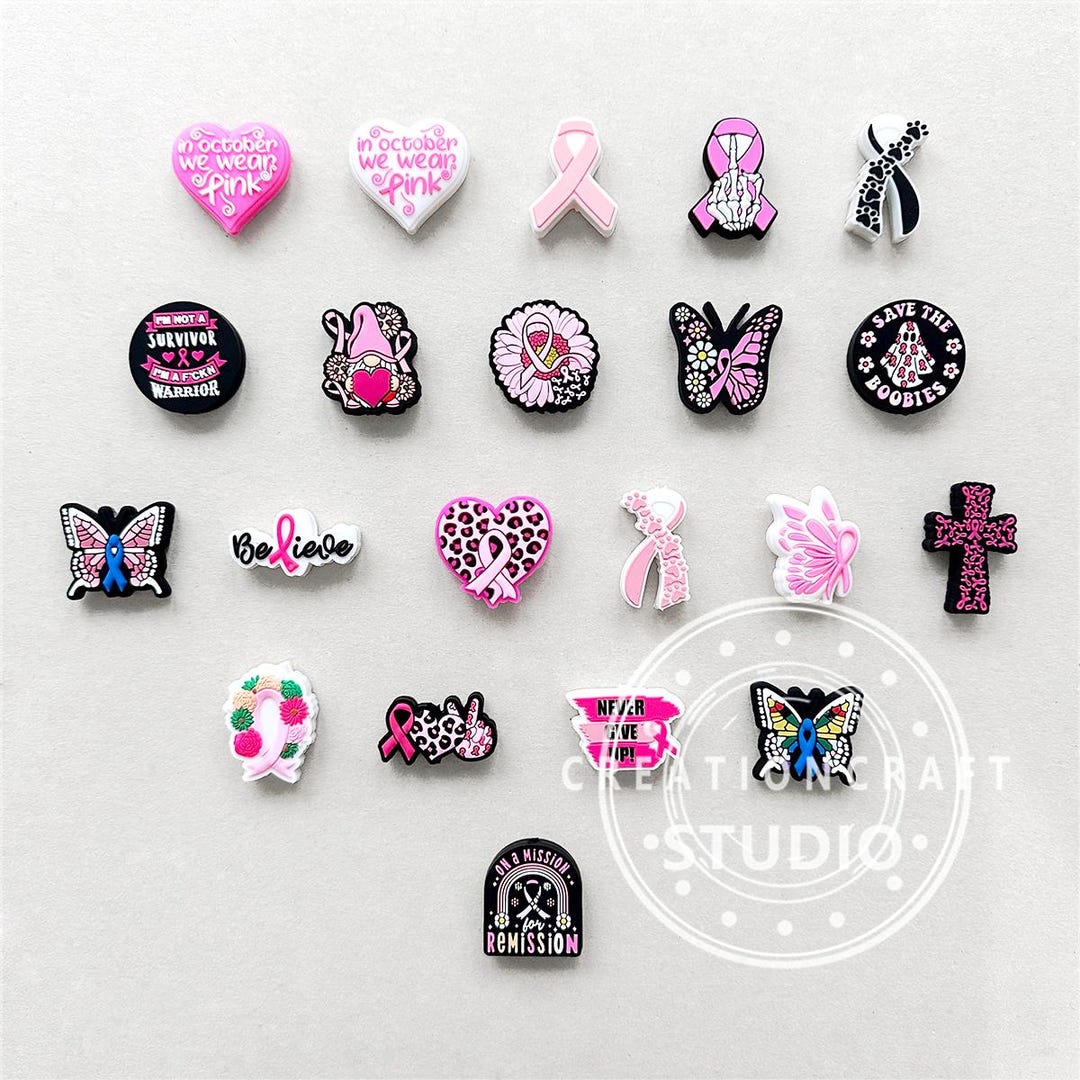 Pink Ribbon Beads, Breast Cancer Awareness Focal Silicone Beads,focal ...