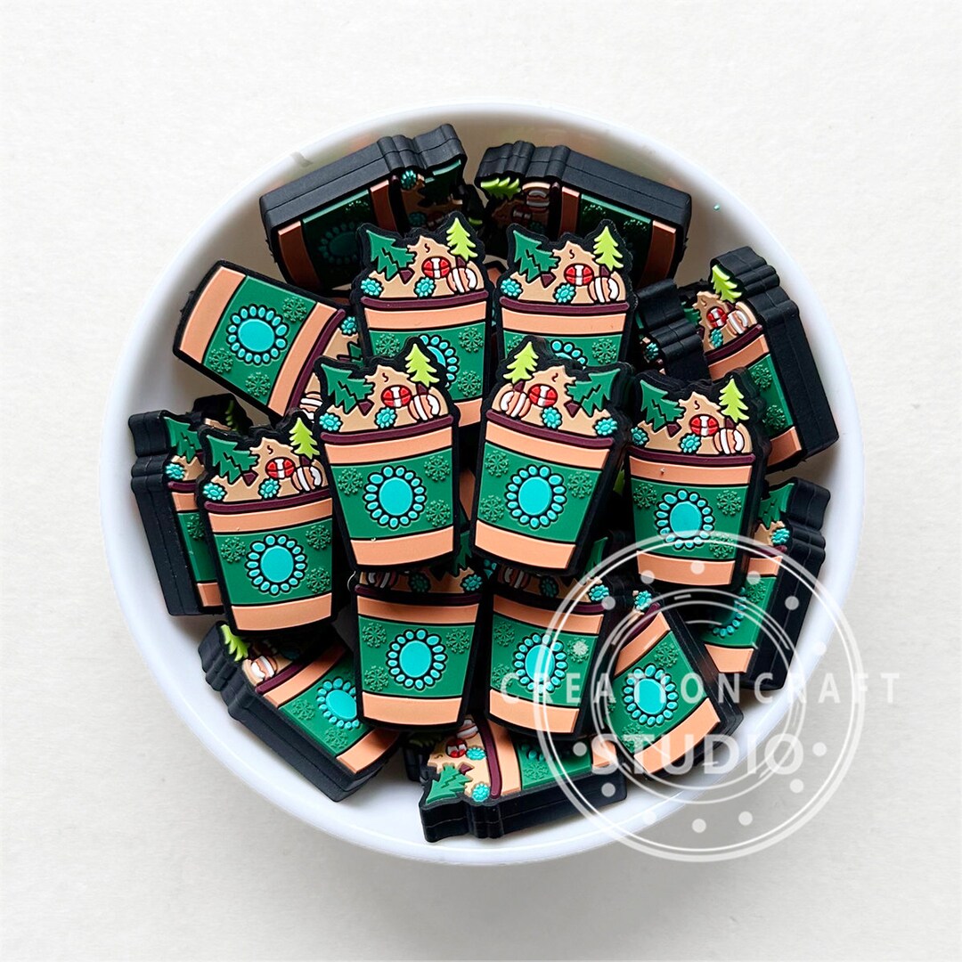 Western Christmas Coffee Cup Beads, Silicone Focal Beads, Western Xmas ...