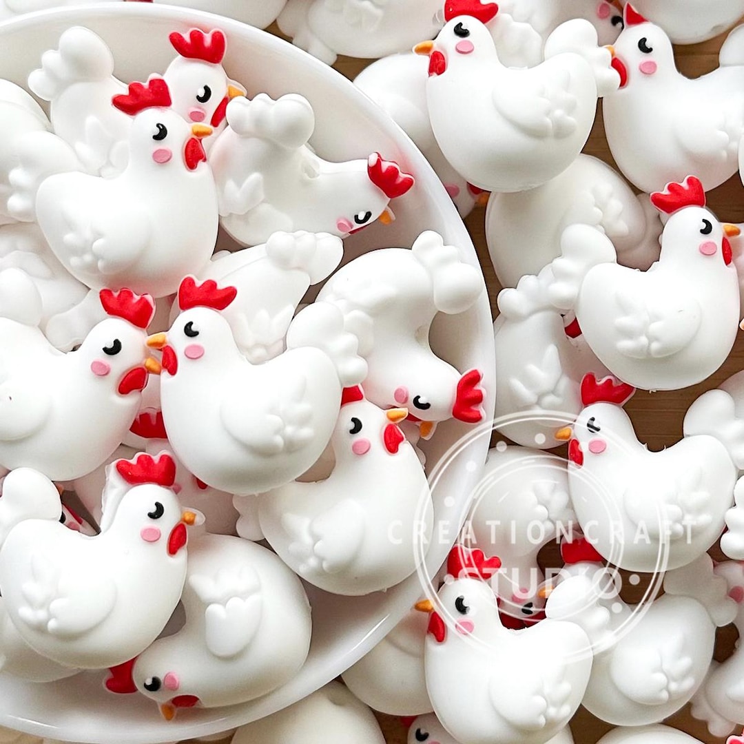 3D Chicken Beads,easter Chicken Focal Beads,wholesale Beads,silicone ...