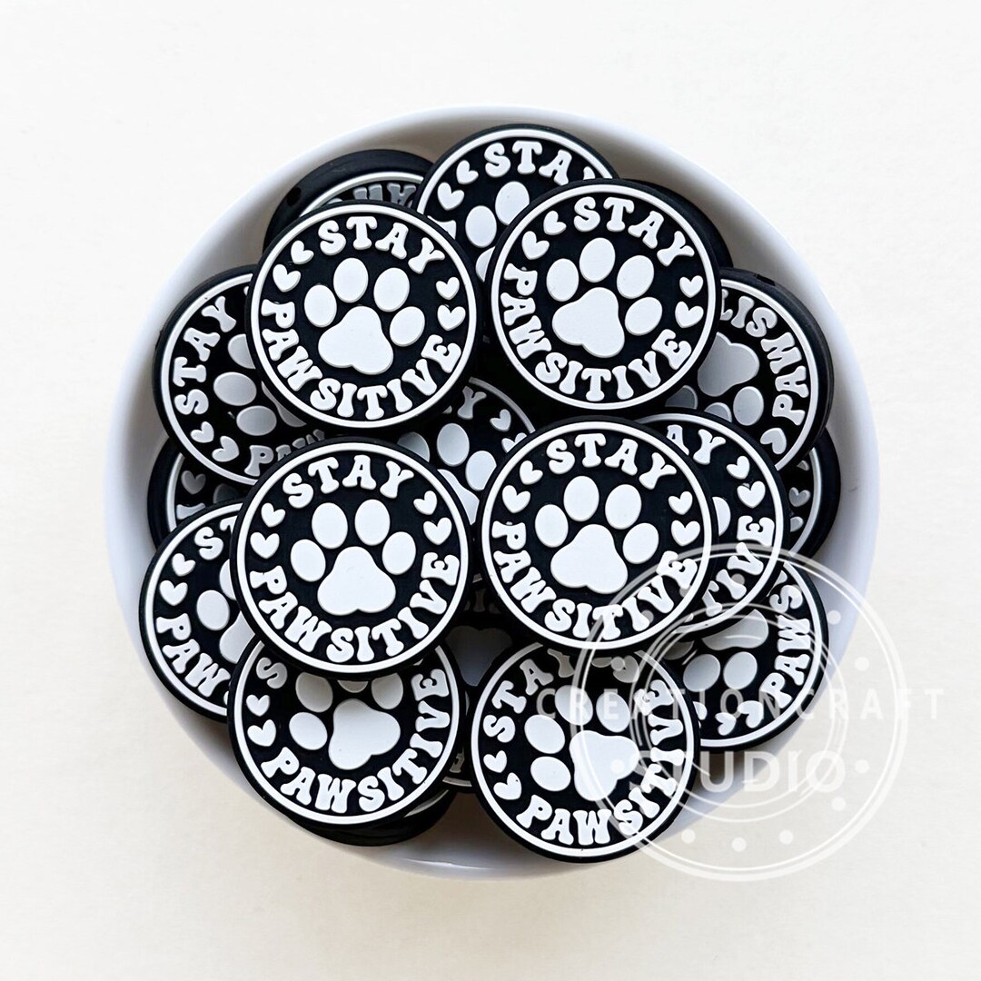 Animal Paw Focal Beads, Stay Pawsitive Focal Silicone Beads - Etsy
