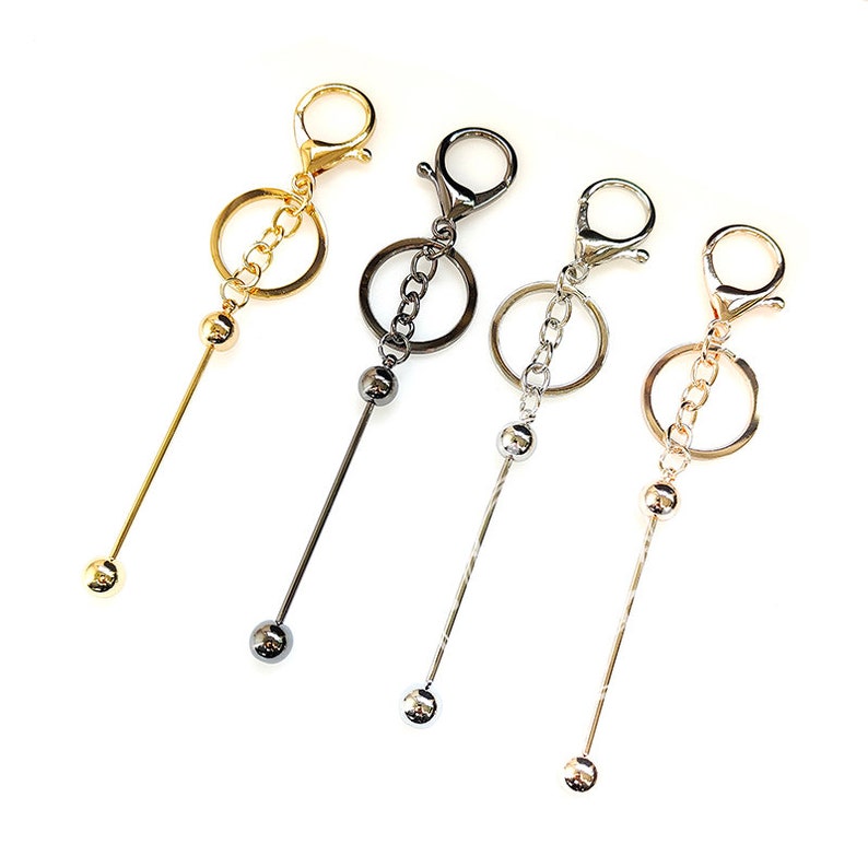 1/5/50pcs Beadable Bar Blank Keychain, Beadable Metal Keyrings - Etsy