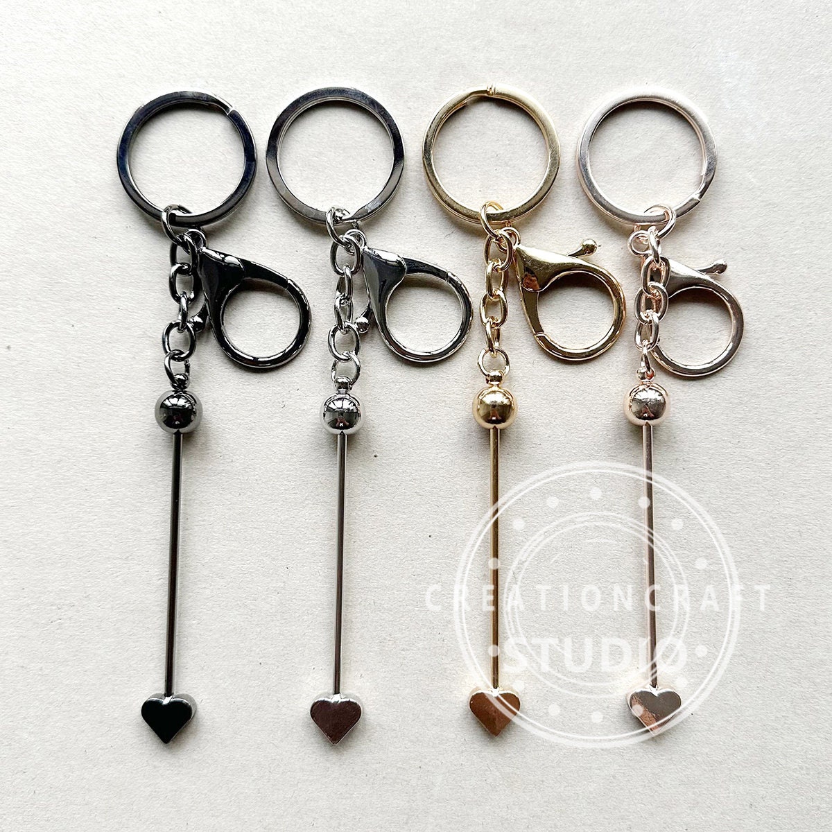 New Heart Metal Beadable Bar Blank Keyrings, Beadable Keychain Bar - Etsy