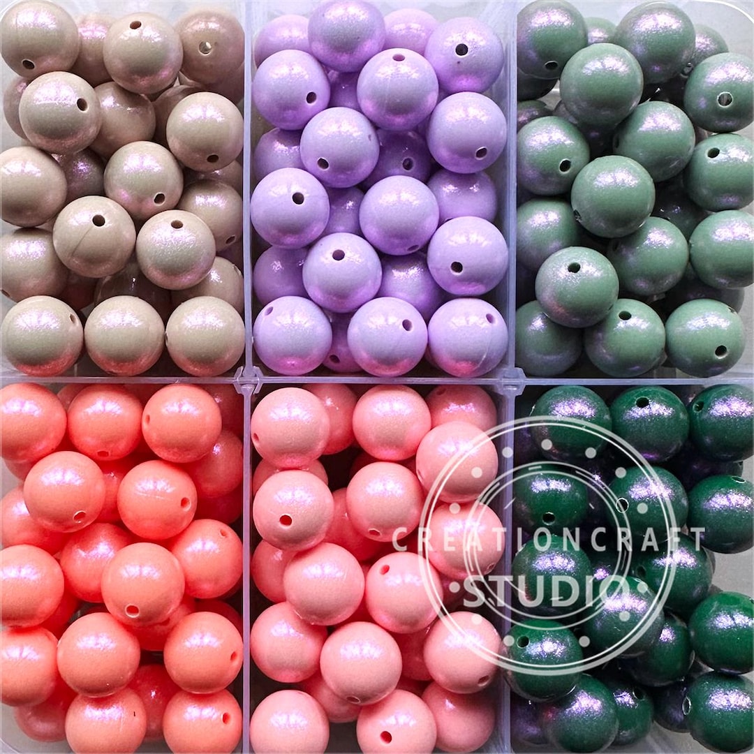 15mm Opal Silicone Beads, Iridescent Beads, Opal Loose Beads, Round ...