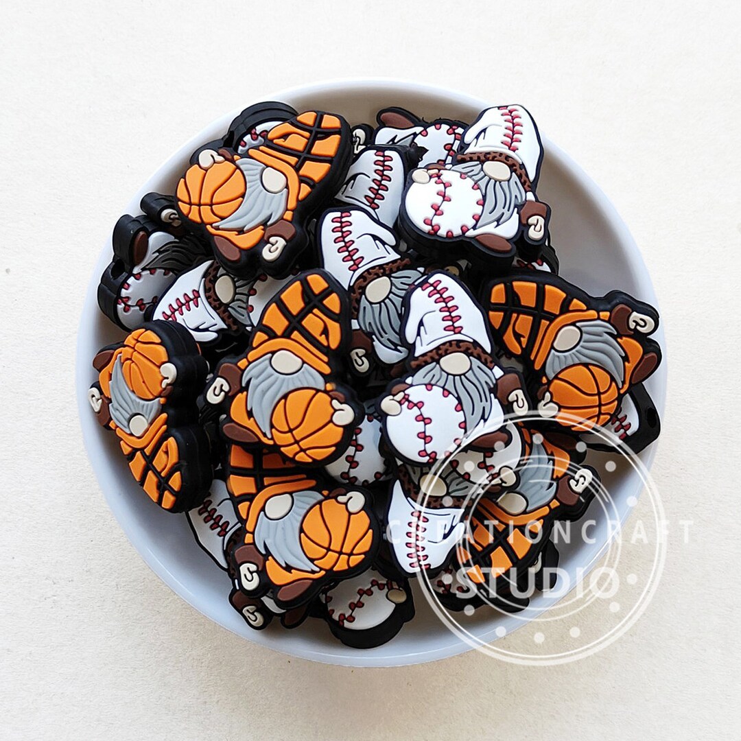 Basketball Gnome Sport Focal Silicone Beads, Baseball Gnome Beads, Game ...