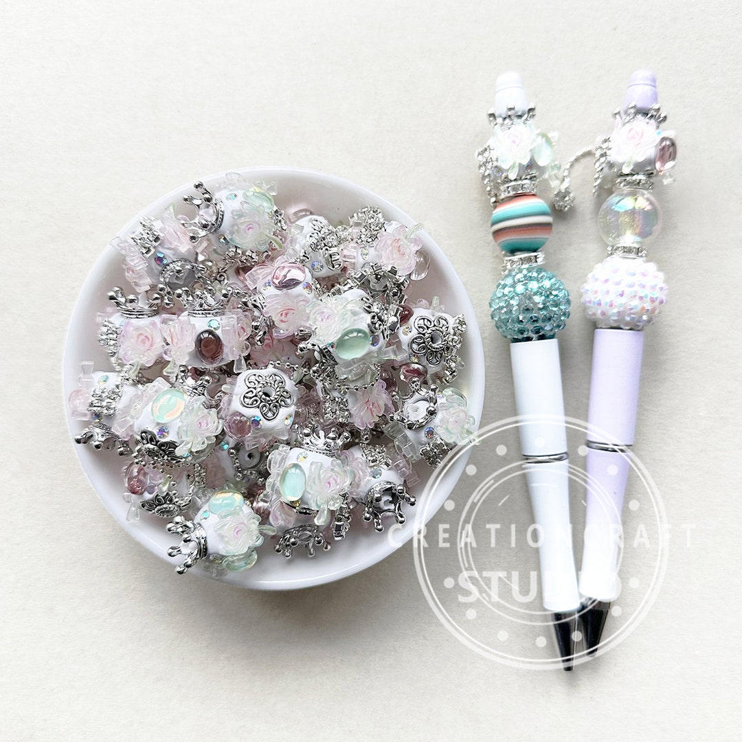 Crown Lotus Flower Dangly Beads Mix, Sensitive Beads, Fancy Beads, Pen ...