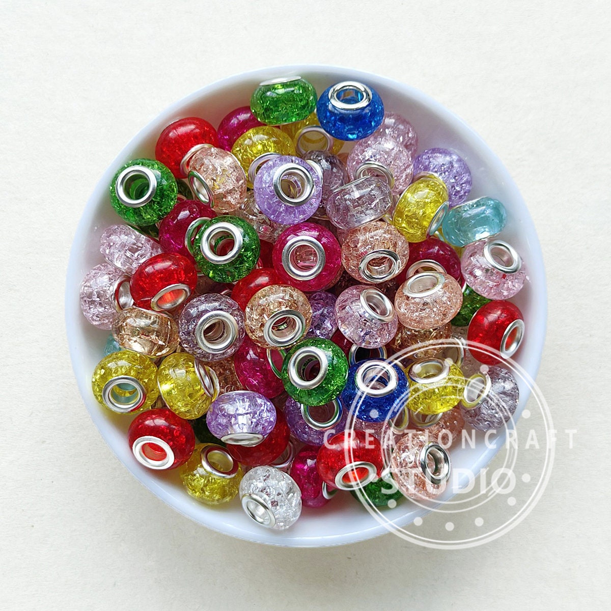Resin Imitation Glass Bead, Large Hole Faceted Beads, European Lampwork ...