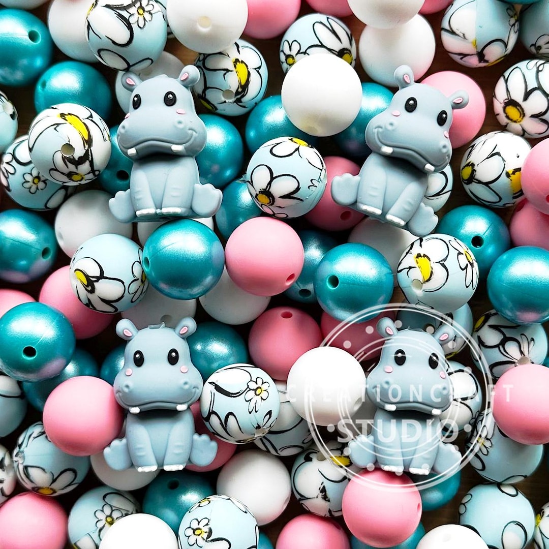 Hippo Beads,3d Focal Beads,beadable Pen Diy,15mm Silicone Beads,lanyard ...