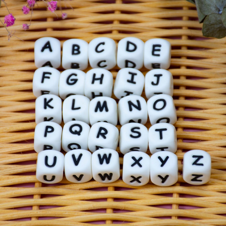 12mm Silicone Letters Beads English Alphabet Letter Beads - Etsy