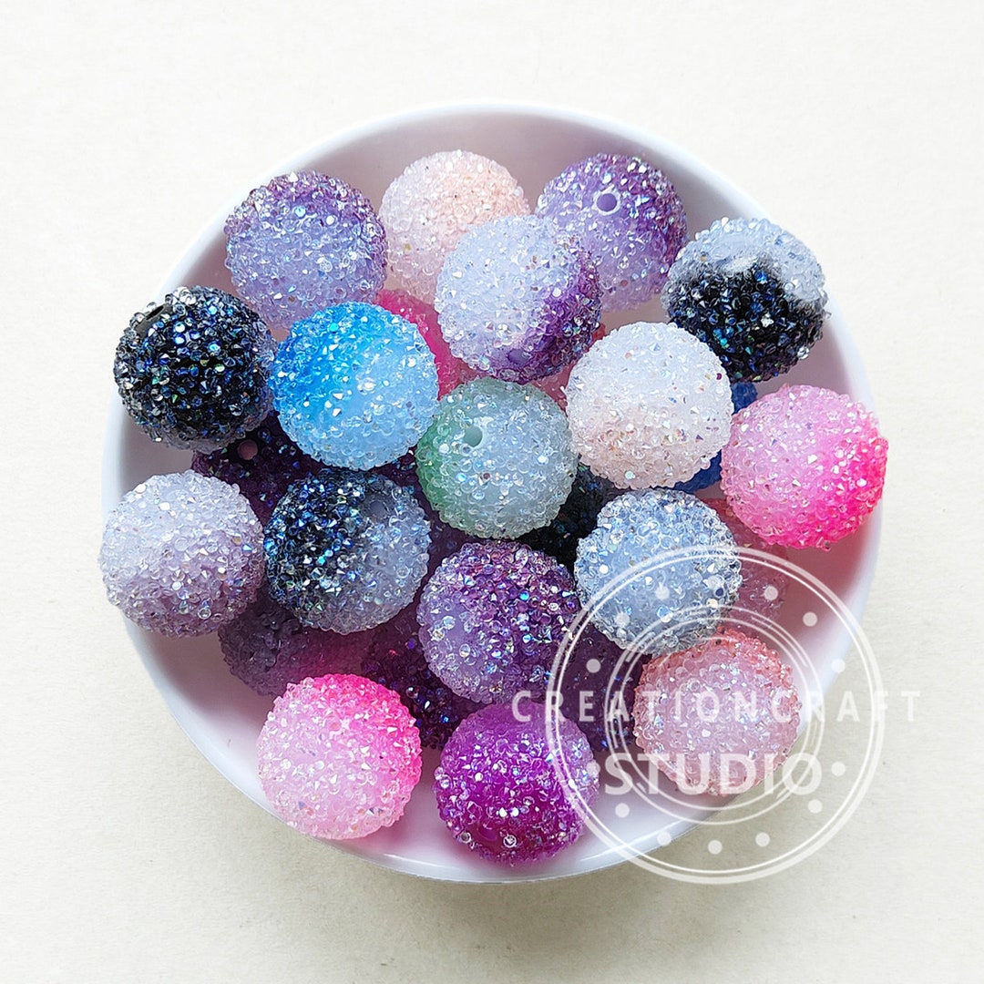 20mm Gradient Rhinestone Sugar Bubblegum Bead, 20mm Resin Beads in Bulk ...
