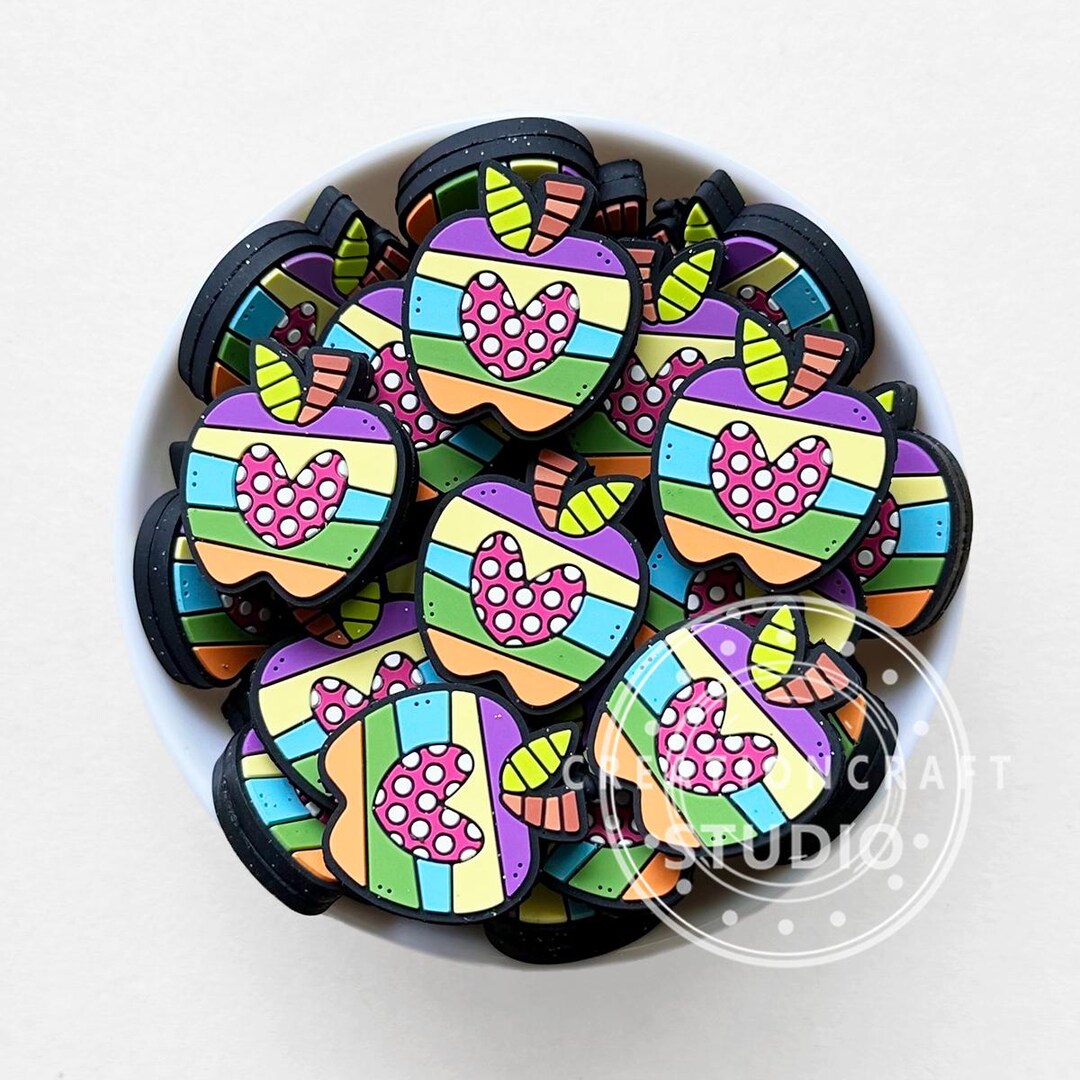 Colorful Apple Silicone Beads,teacher Beads,apple Focal Beads,for ...