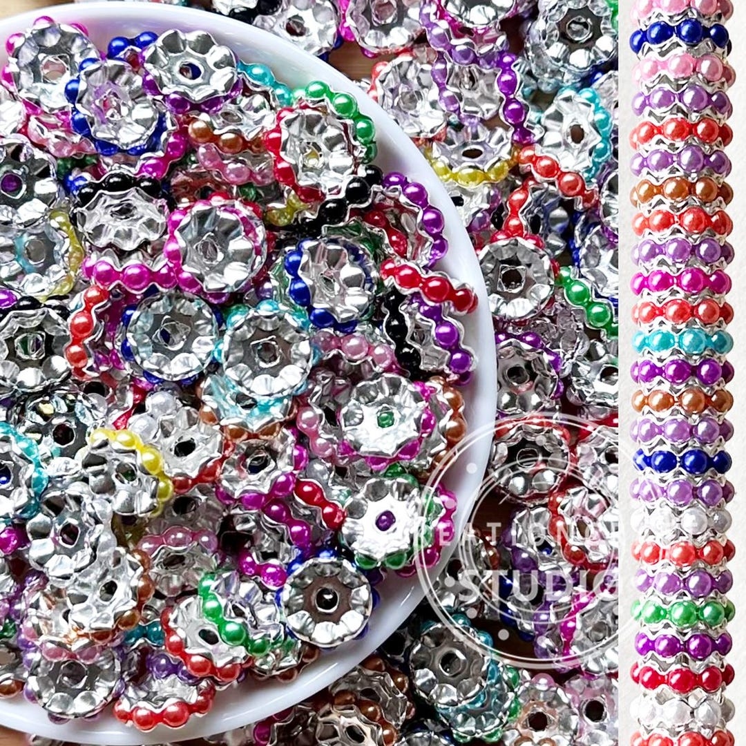 50pcs/lots 13mm Pearl Wavy Spacers Beads,pearl Metal Spacer,assorted ...