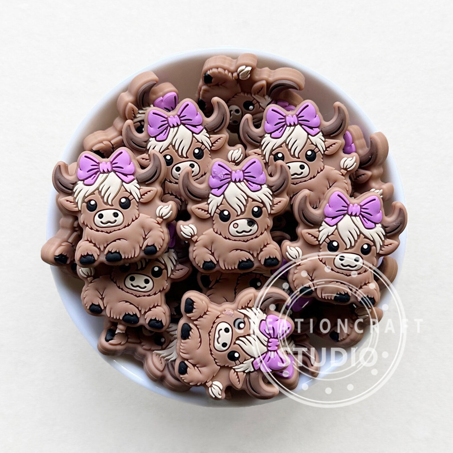 Highland Cow Beads, Animal Focal Beads, Bow Highland Cow Focal Silicone ...
