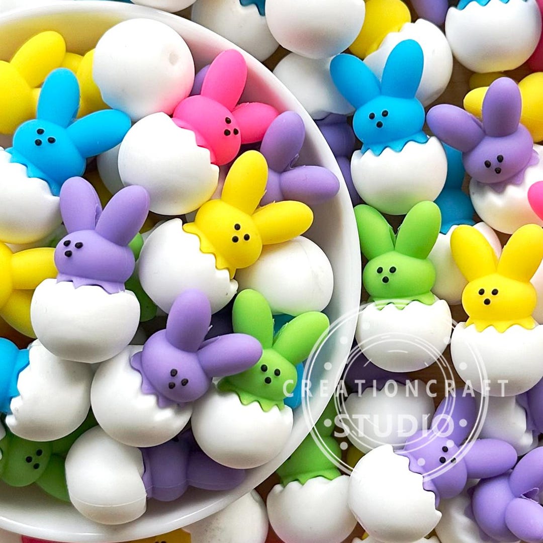 Assorted Rabbit Egg Beads,cute Bunny Silicone Focal Beads,easter ...