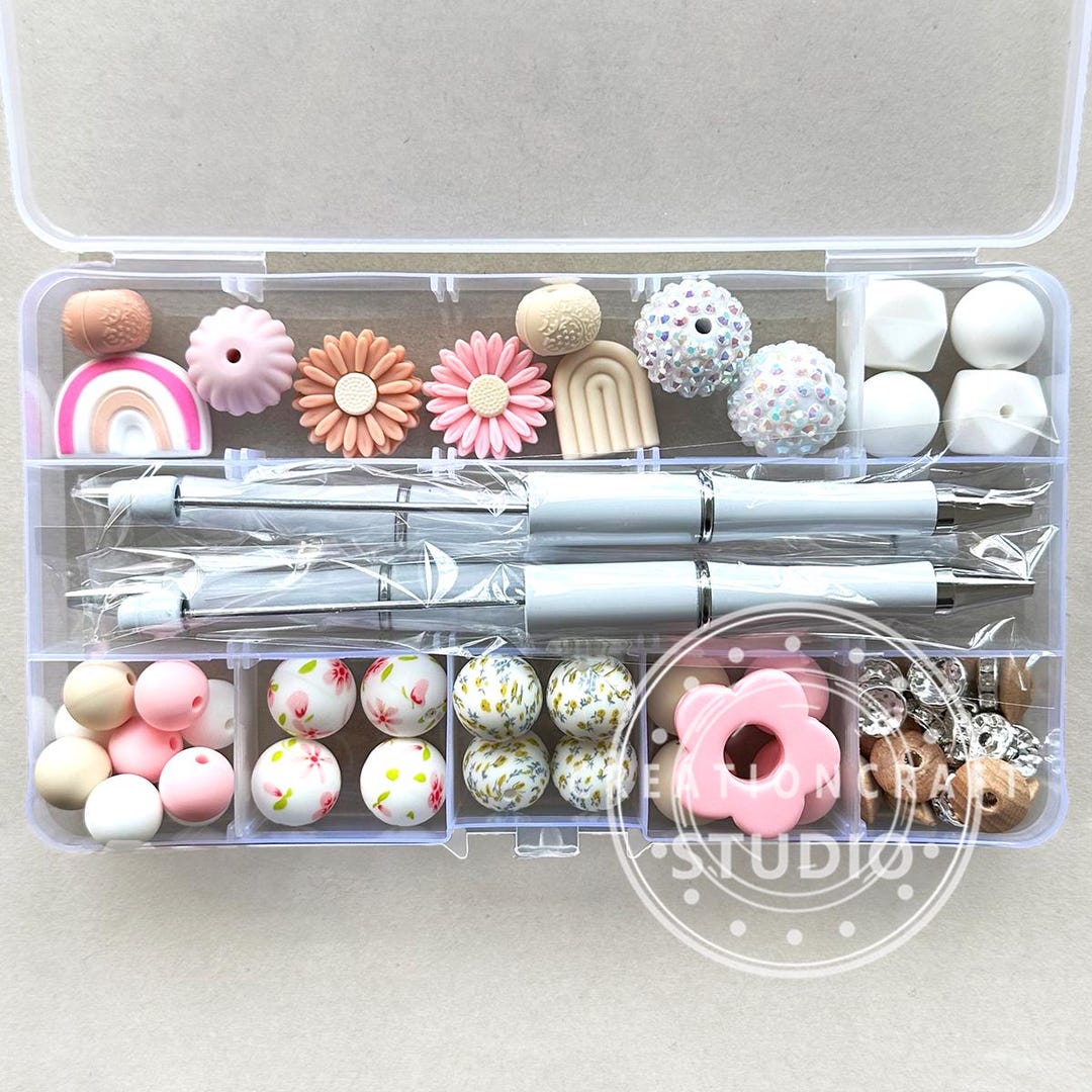 60pcs Assorted Loose Bead Kit,flower Bead,focal Beads,silicone Beads ...