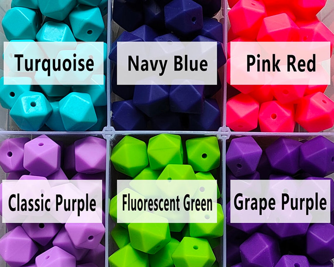 14/17mm Hexagon Silicone Beads, Bulk Beads, Hexagon Beads, Geometric ...