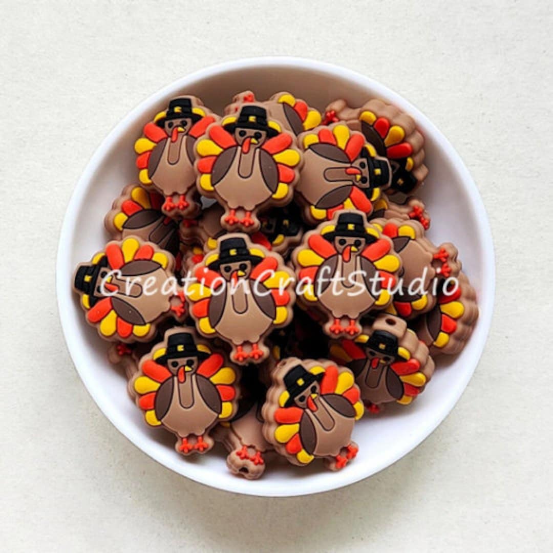 Silicone Thanksgiving Day Turkey Focal Beads, DIY Beaded Lanyard ...